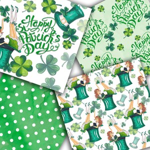 St Patricks Paper, Seamless Pattern, Girly Digital Paper, Spring ...