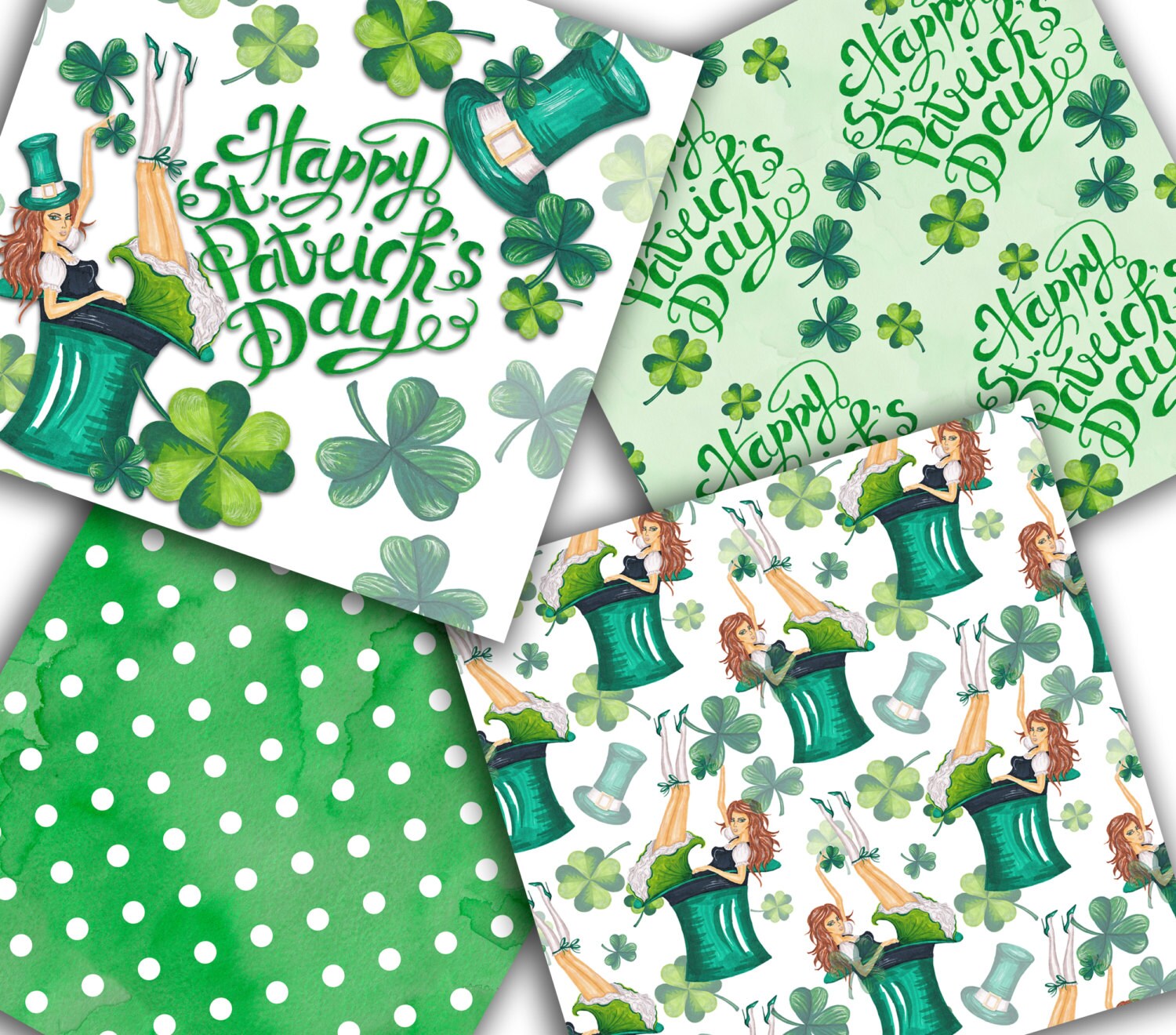 St Patricks Paper Seamless Pattern Girly Digital Paper - Etsy