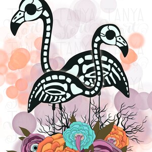 Flamingo Skeleton Png File for Halloween Sublimation Designs Downloads ...