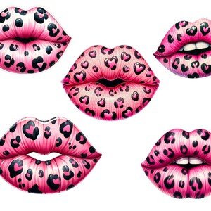 Pink Leopard Lips Png Valentines Day, Digital Download, Sublimation ...