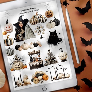Digital Halloween Planner Stickers Goodnotes Sticker Kit, Neutral Style ...
