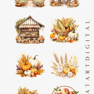 Thankful Fall Farmhouse Clipart Bundle, Instant Download Digital PNG ...