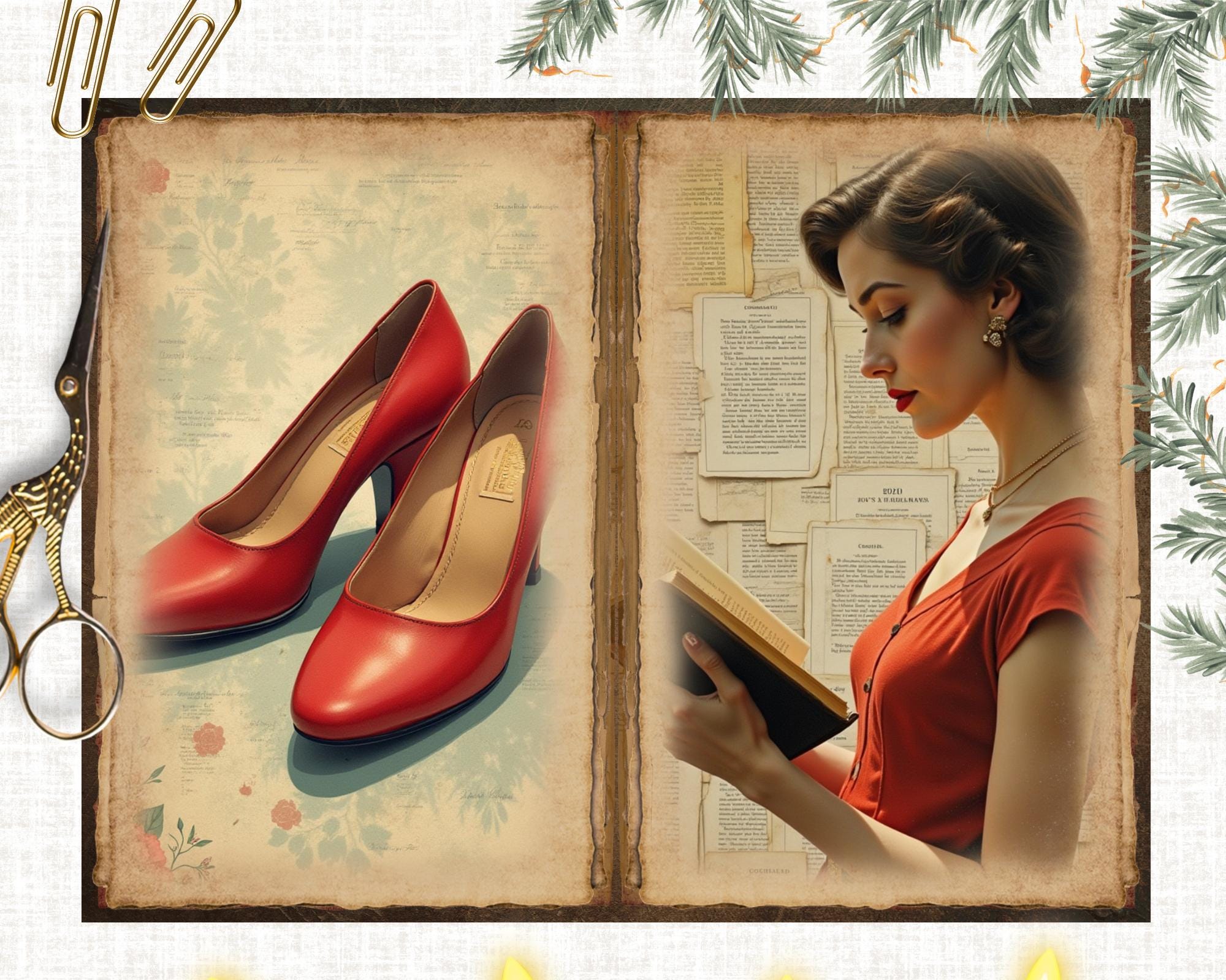 1950s Fashion Junk Journal Kit: Retro Vogue Ephemera (digital Download ...