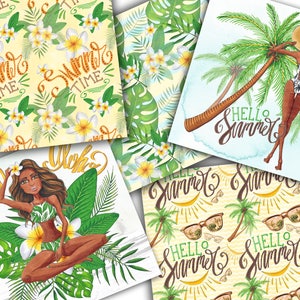Tropical Digital Paper, Summer Paper, Summer Paper Pack, Hawaii Digital ...