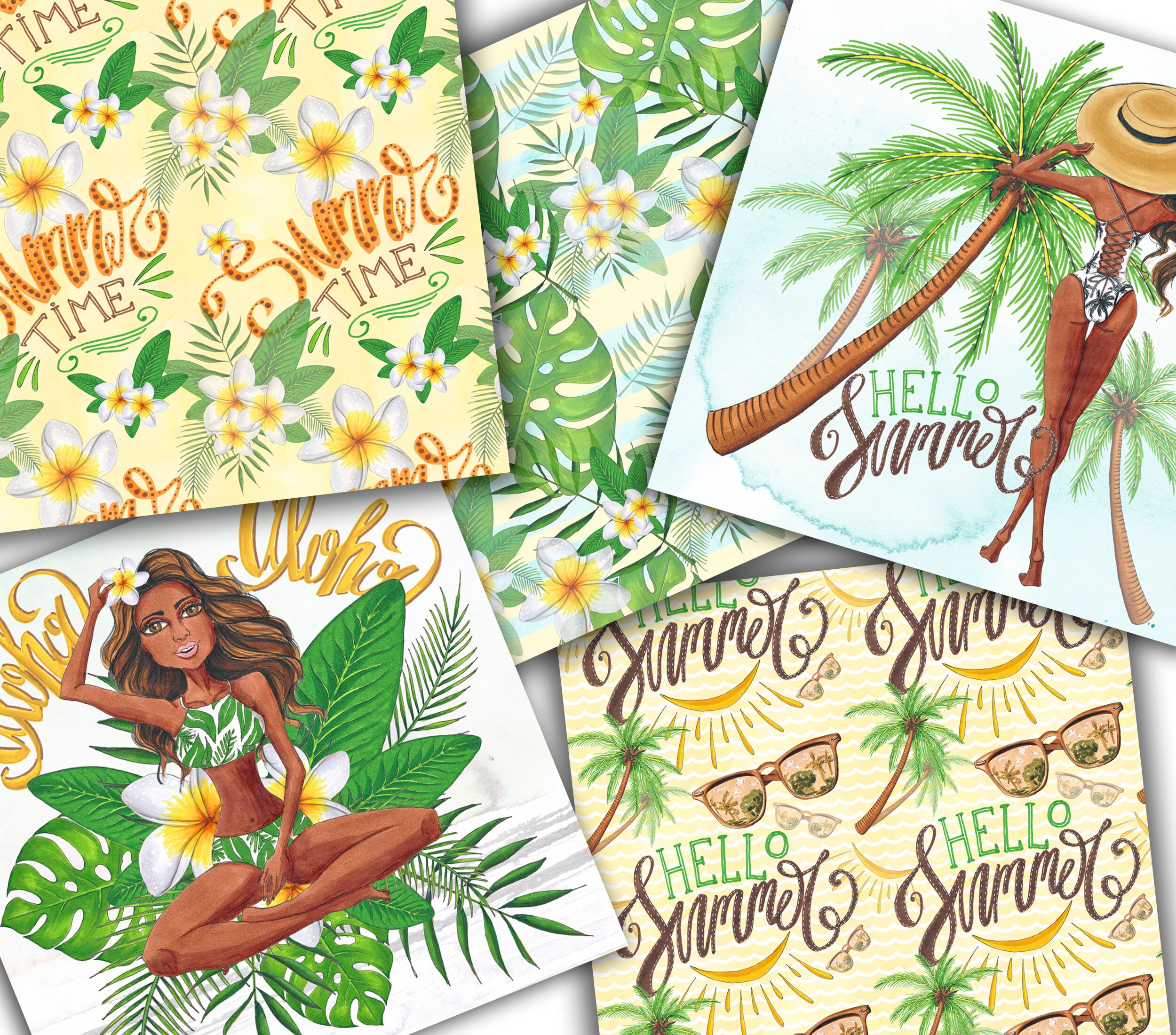 Tropical Digital Paper, Summer Paper, Summer Paper Pack, Hawaii Digital ...