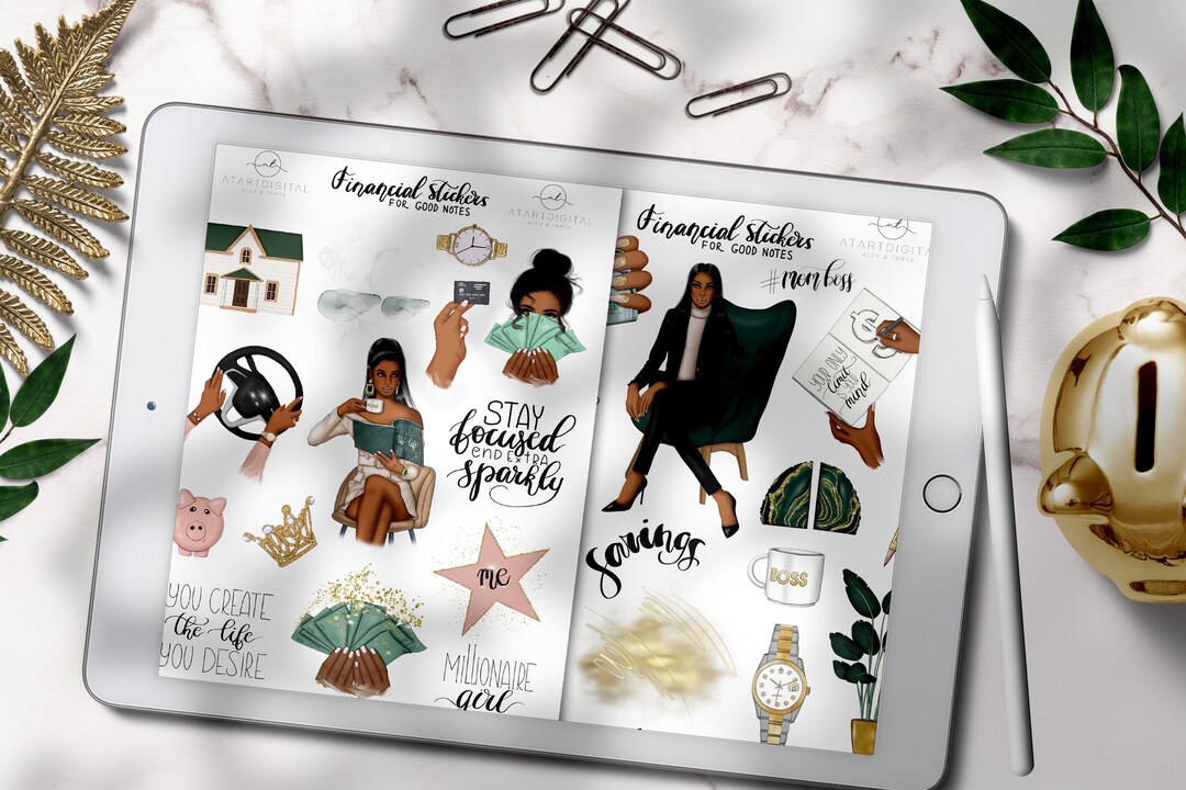 Financial Stickers for Goodnotes Planner, Afro Stickers, Shopping ...