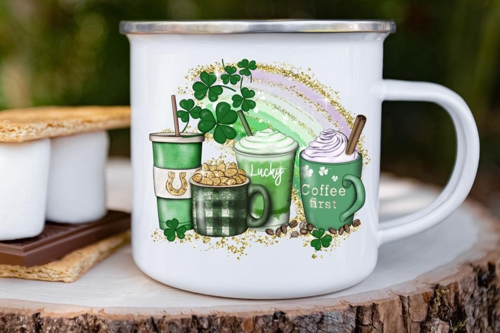 Patricks Day Coffee St Patrick Rainbow Glitter Coffee Cup - Etsy