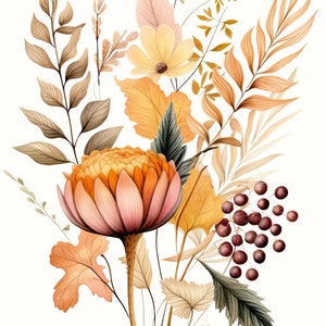 Autumn Flower Digital Download: Fall Floral Graphic for Planner ...