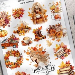Cozy Autumn Aesthetic Sticker Pack, Pre-cropped Fall Stickers for ...