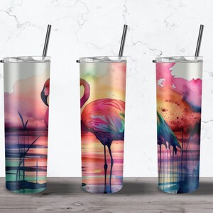 Flamingo Tumbler, Alcohol Ink Tumbler, Watercolor Texture, Skinny ...