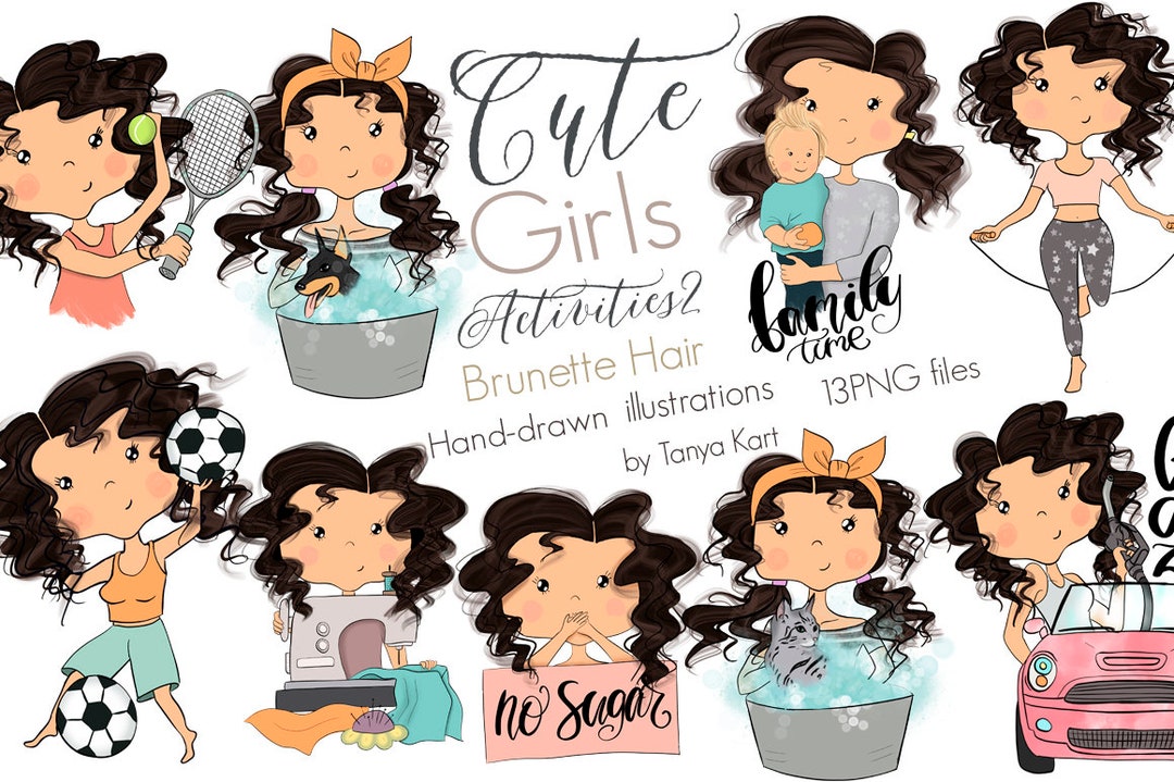 Character Planner Girl Clipart, Cute Girls Icons, Stickers, and ...