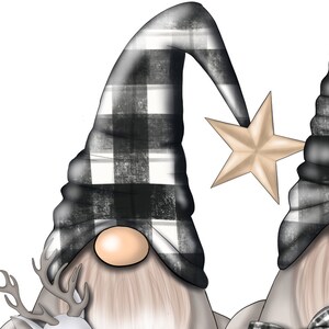Black and White Buffalo Plaid Christmas Gnomes Png Digital Design, Joy ...