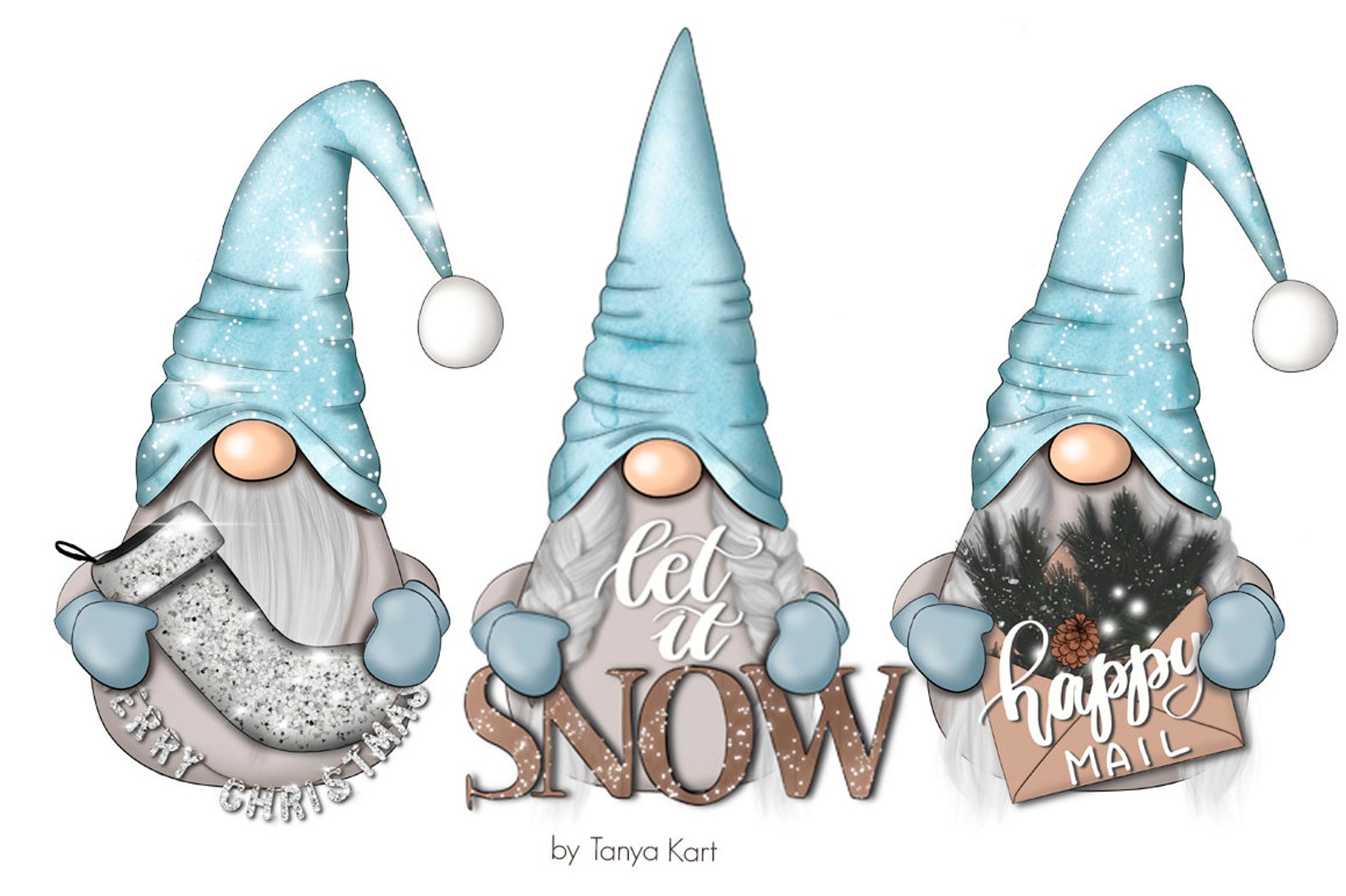 Nordic Gnomes Clipart Winter Gnomes Clipart Whimsical - Etsy