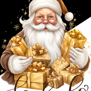 Vintage Gold Santa PNG for Christmas Gifts & Cards Jolly Santa Claus ...
