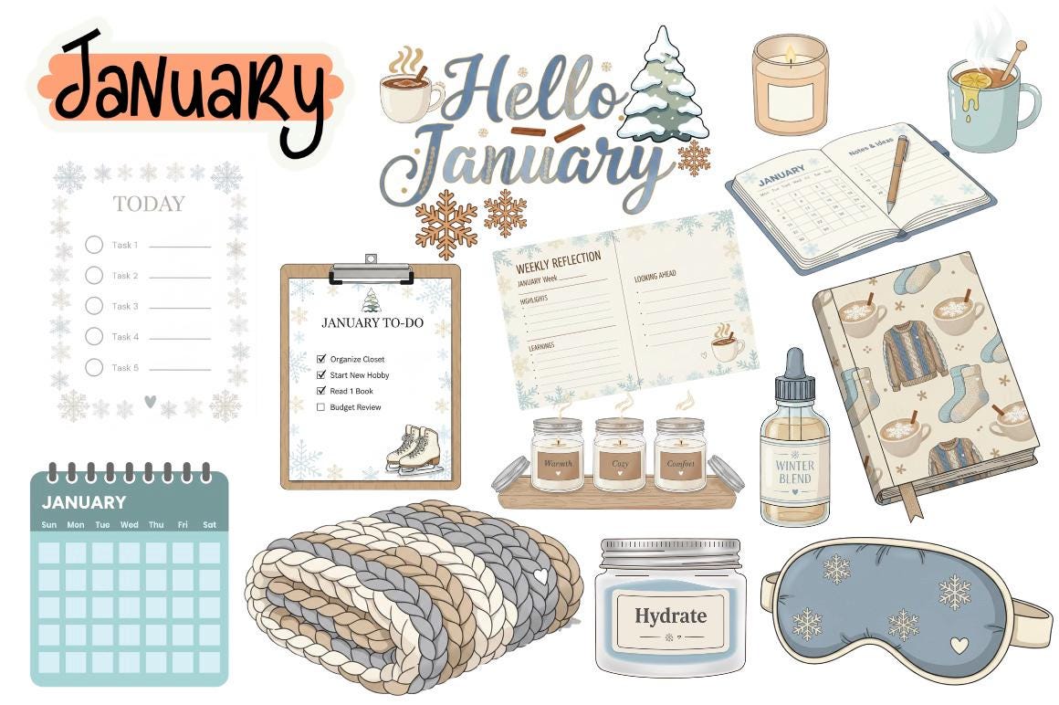 Diverse Winter Clipart Bundle | Melanin & Hygge Digital Stickers PNG ...