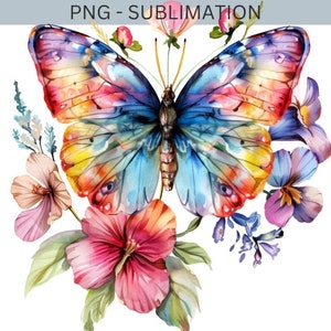 Floral Butterfly PNG, Spring Sublimation Graphics, Printable Butterfly ...