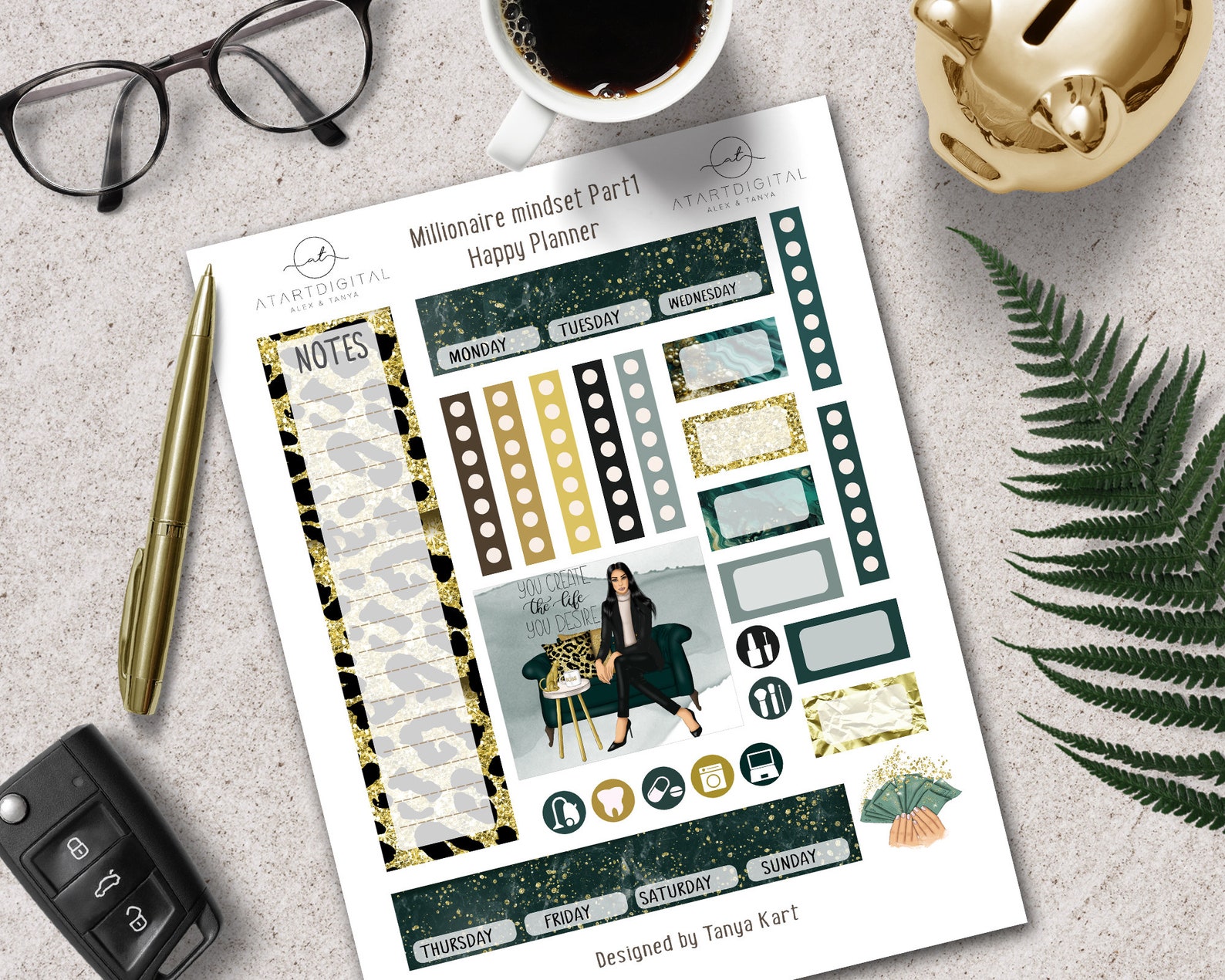 Millionaire Mindset Printable Stickers for Happy Planner, Planner Girl ...