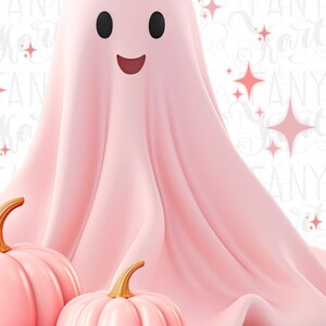 Retro Halloween Pink Pumpkin Ghost | Funny Cute Ghost Design for Spooky ...