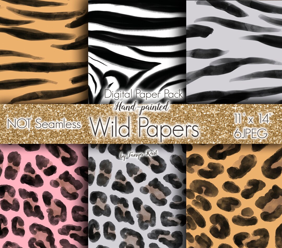 Wild Animal Print, Tiger, Leopard & Zebra Print Digital Papers for ...