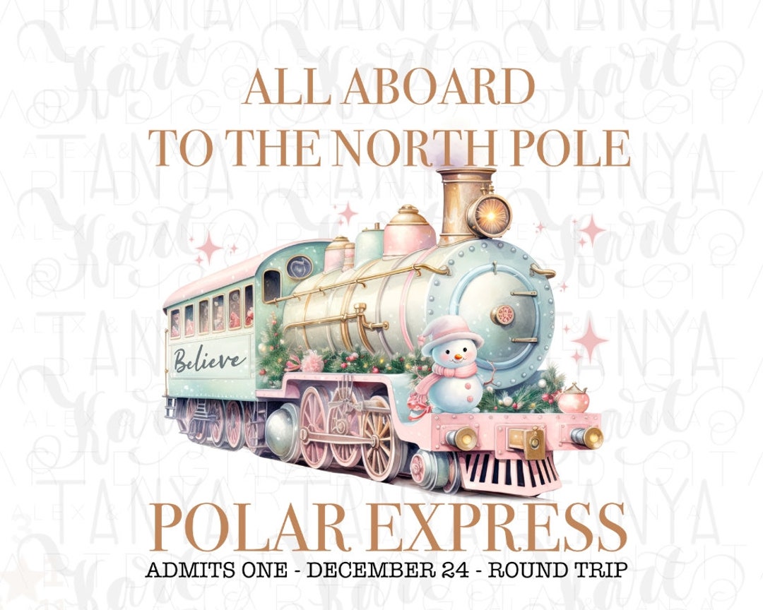 Polar Express Train Image for Merry Christmas Decor, Pastel Christmas ...