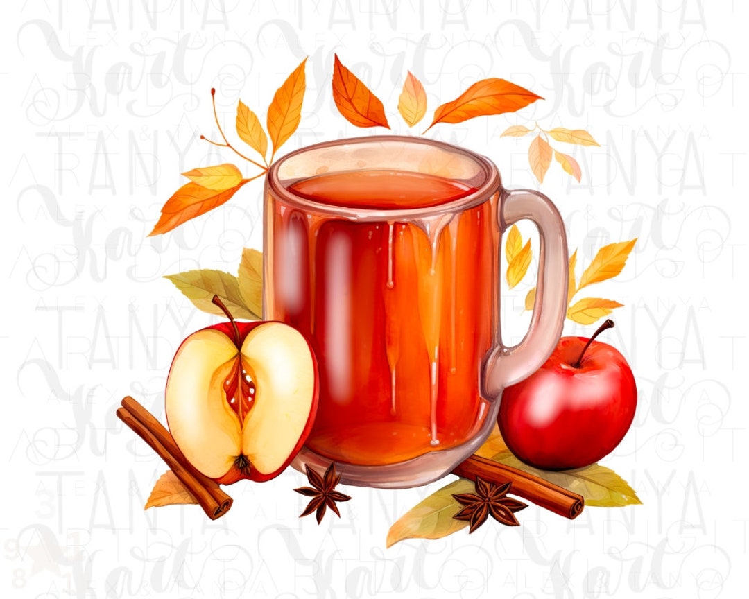 Autumn Apple Cider, Fall Sublimation PNG for Thanksgiving, Warm Drinks ...