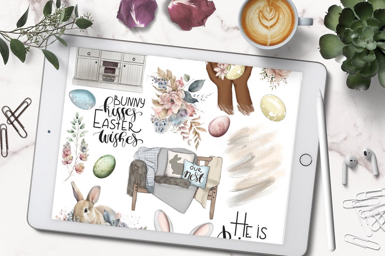 Spring Goodnotes, Easter Icons, Floral Goodnotes, Stickers Bunny ...