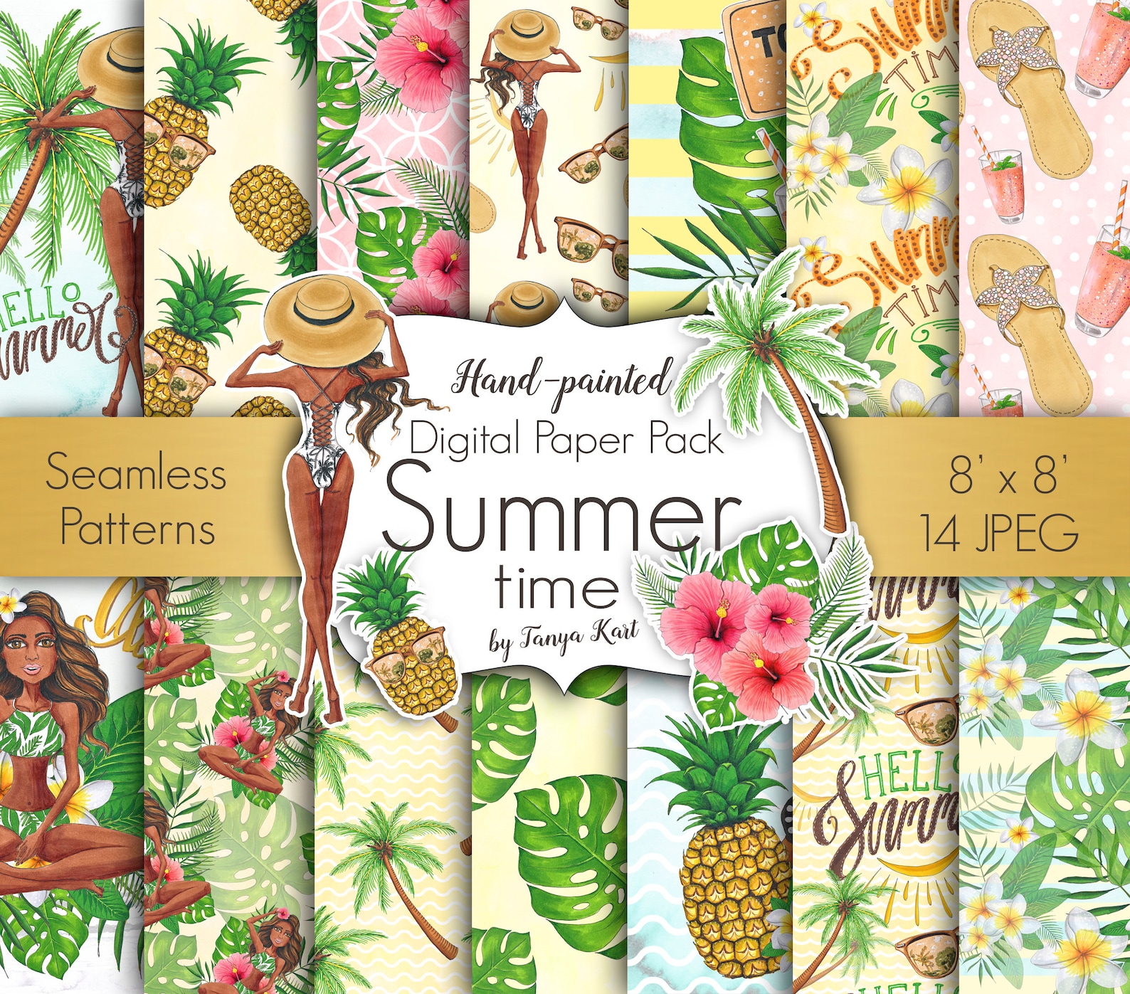 Tropical Digital Paper Summer Paper Summer Paper Pack - Etsy