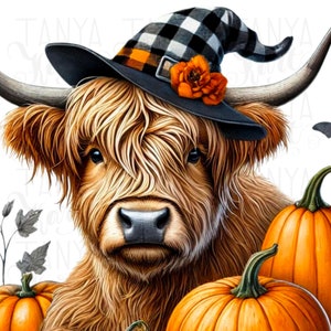 Autumn Highland Cow Digital Print for Crafting and Card Making, PNG ...