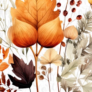 Autumn Digital Art, Fall Foliage, Fall Flowers, Boho Floral Art for ...