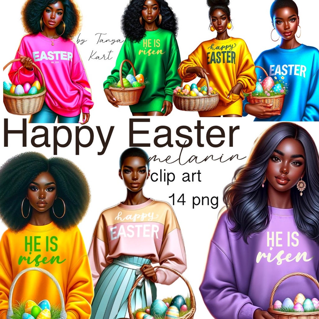 Black Girl Easter Clip Art Bundle | Spring Sublimation PNG, Digital ...