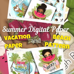 Printable Background-summer Digital Paper-beach Pattern-seamless ...