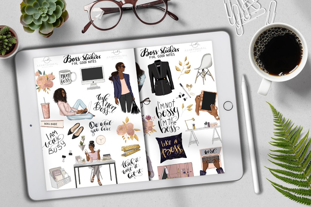 Afro Girl Boss Stickers for Goodnotes Business Stickers Boss - Etsy