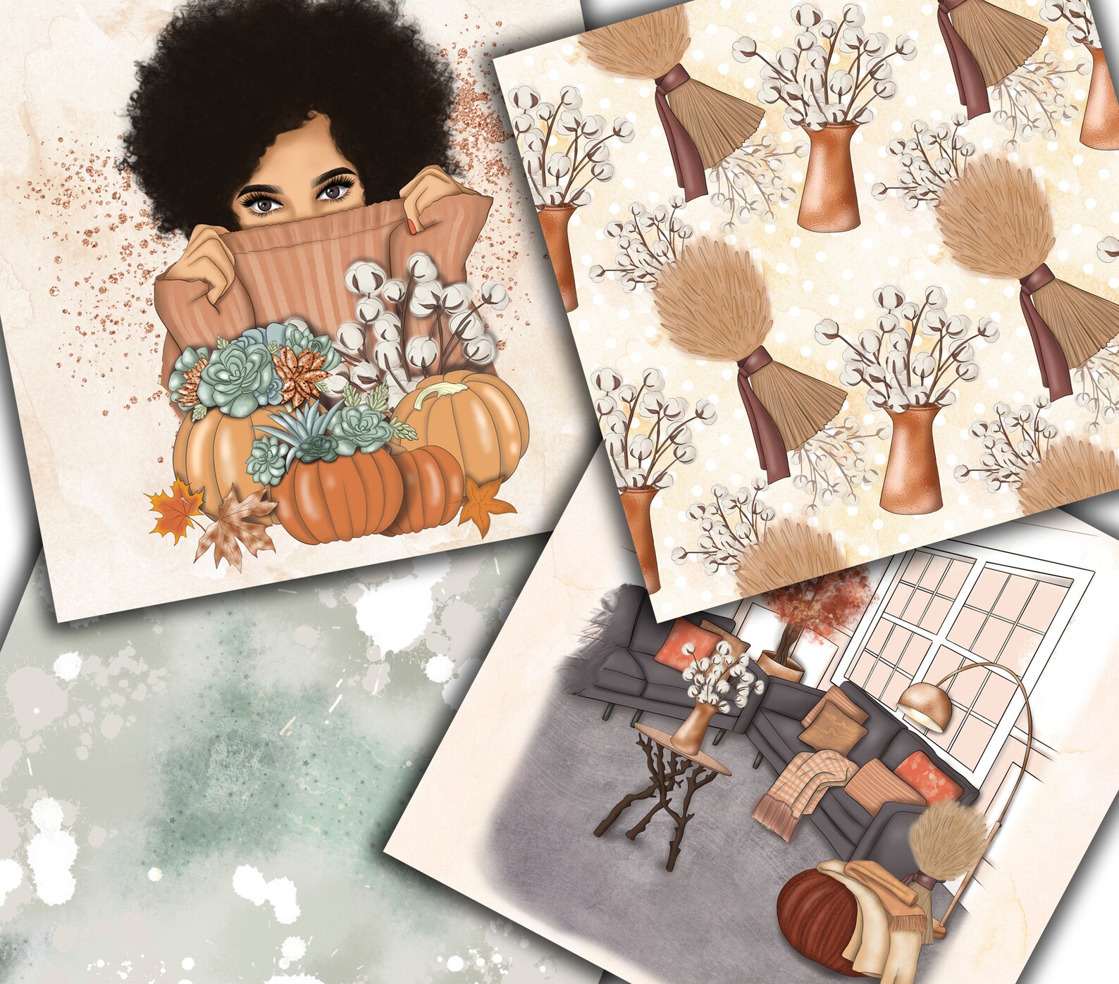 Autumn Patterns Fall Digital Paper Planner Supplies Fall - Etsy