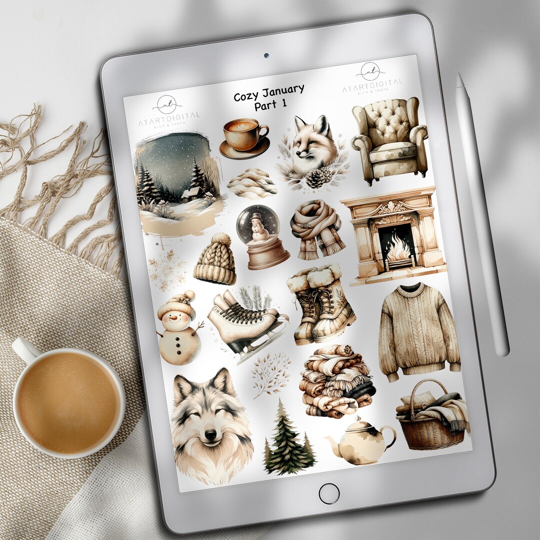 Digital Cozy January Sticker Kit for Goodnotes Planner, Digital Journal ...