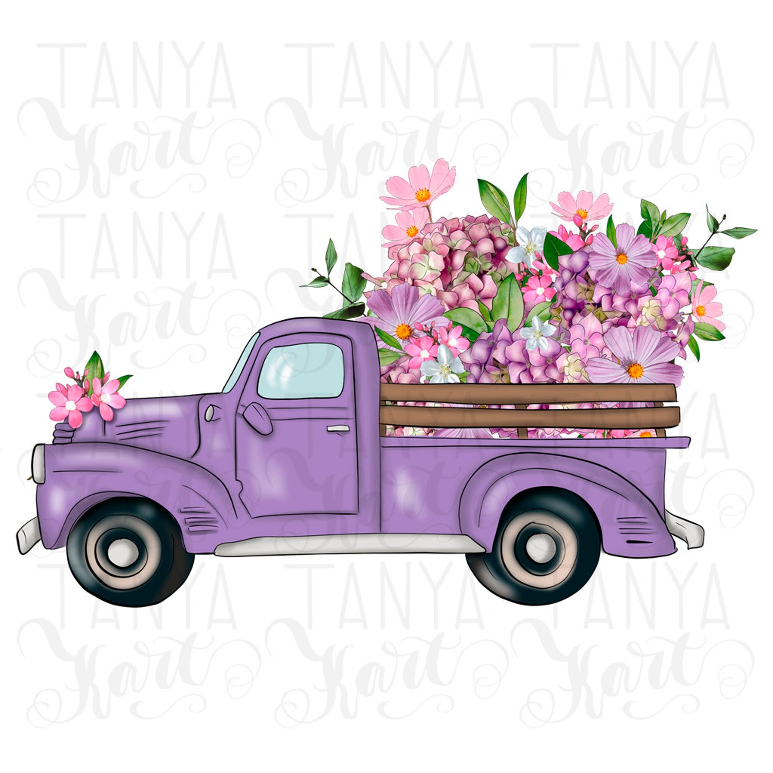 Purple Floral Truck Png Digital Download for Commercial Use - Etsy