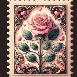 Valentine's Day Retro Clip Art With Vintage Stamps, Postage | Vintage ...