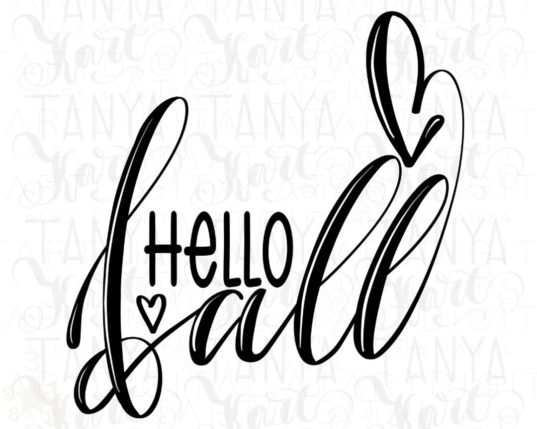 Black White Hello Fall Png Sublimation Design Digital Download, Fall ...