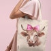 Cow With Pink Bow: Farm Animal Sublimation Design for Digital Download ...