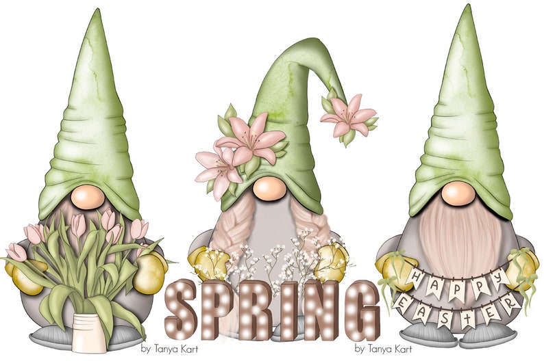 Spring Easter Gnomes PNG Clipart - Instant Download for Commercial Use ...