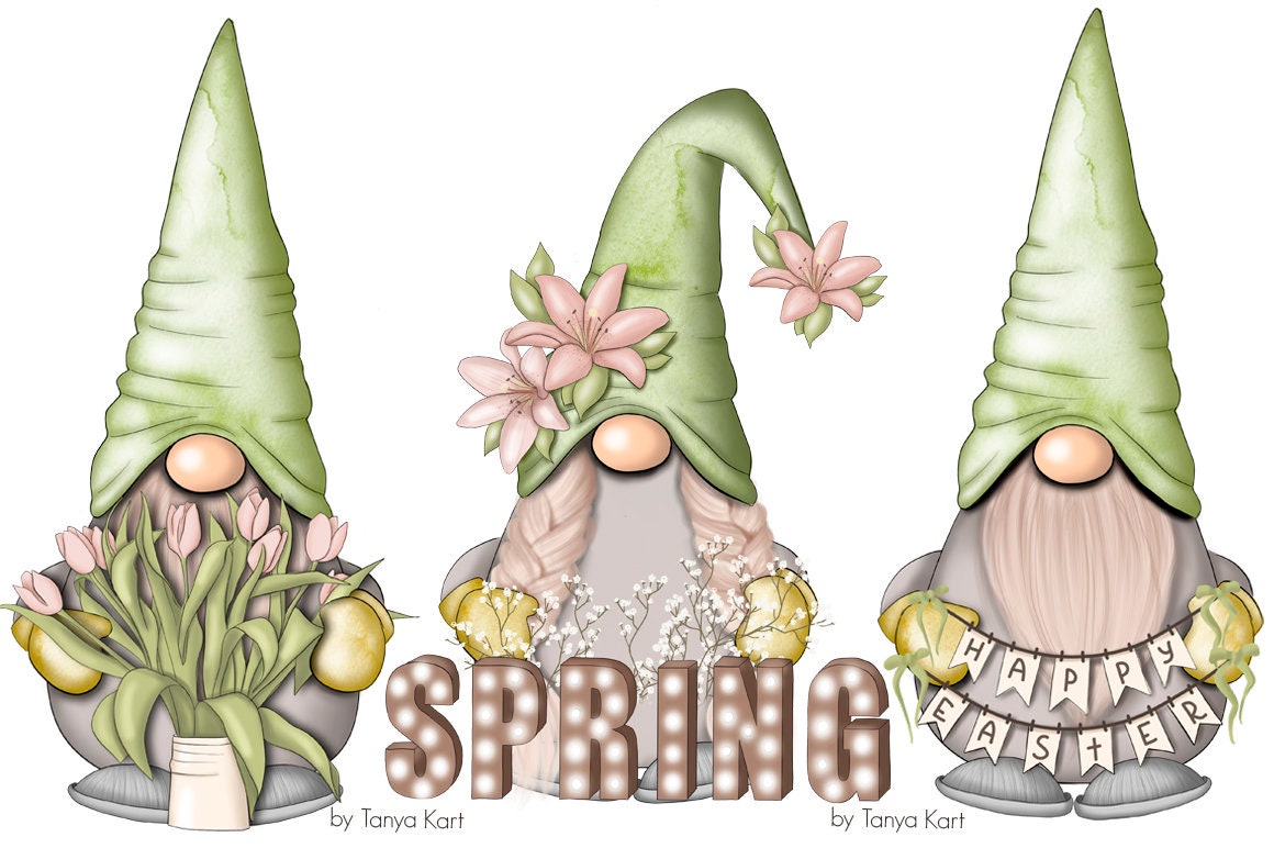 Spring Easter Gnomes PNG Clipart - Instant Download for Commercial Use ...