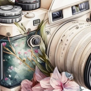 Photo Camera With Flowers Png Instant Download for Commercial Use ...