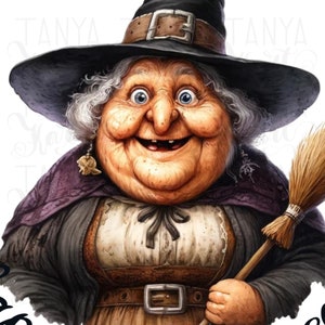 Fat Old Witch PNG Designs, Halloween Printable for Card Making ...