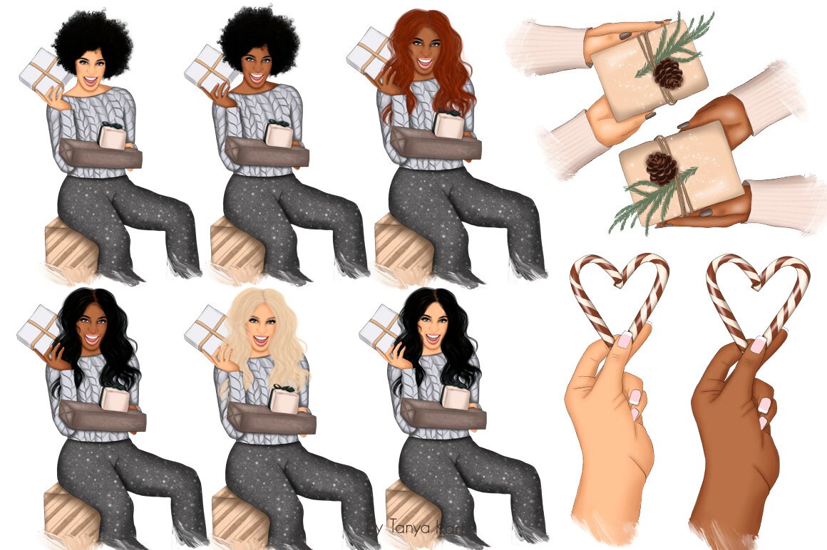 Hygge Fashion Christmas Clipart Set, Winter Illustrations for Planner ...