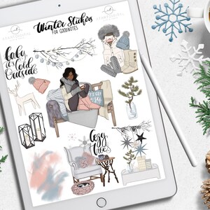 Winter Goodnotes Digital Stickers, Christmas Goodnotes Planner, Afro ...