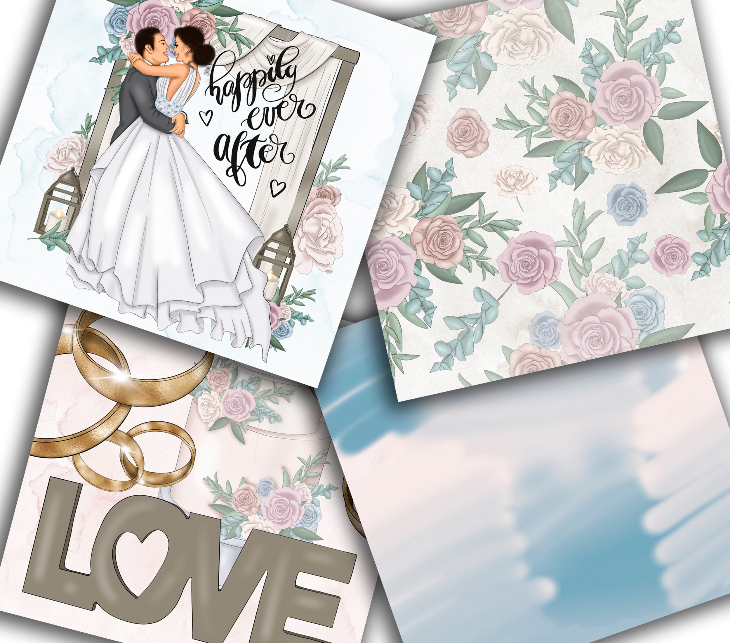 Bride Paper Wedding Backgrounds Floral Pattern Fashion | Etsy