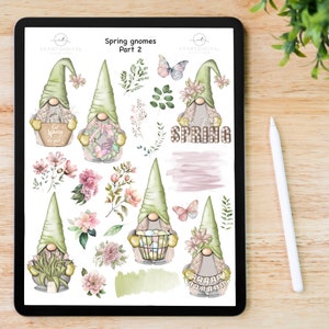 Spring Gnomes Goodnotes Stickers for Digital Planner, Floral Goodnotes ...