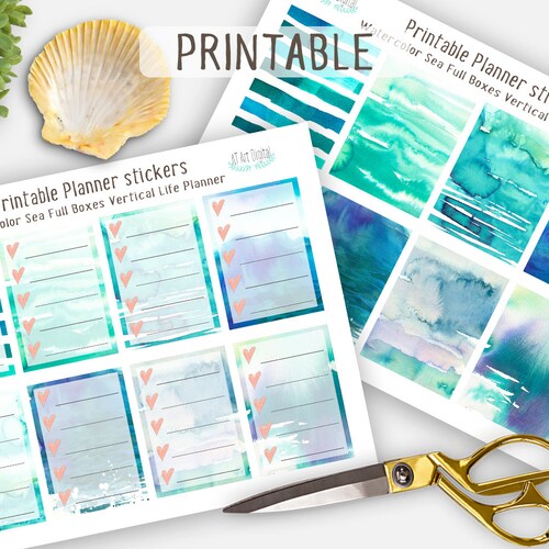 Watercolor Stickers Full Boxes Stickers Watercolor Planner - Etsy