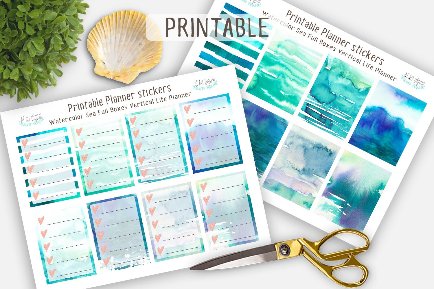 Watercolor Stickers Full Boxes Stickers Watercolor Planner - Etsy