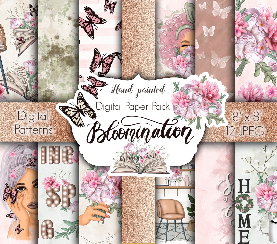 Spring Digital Paper Floral Background Flower Digital Paper - Etsy