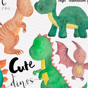 Watercolor Dinosaur Clipart: Dino Graphics, Scrapbooking (PNG Files) - Etsy